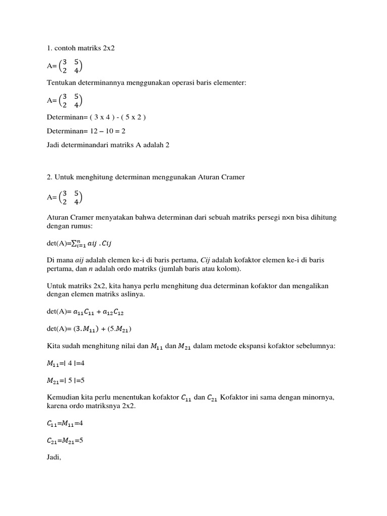 Determinan Matriks 2x2 dengan Cramer | PDF