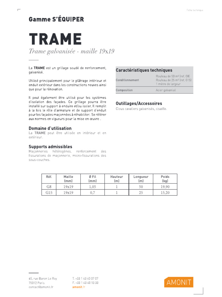 Fiche Technique Trame Galvanis e | PDF