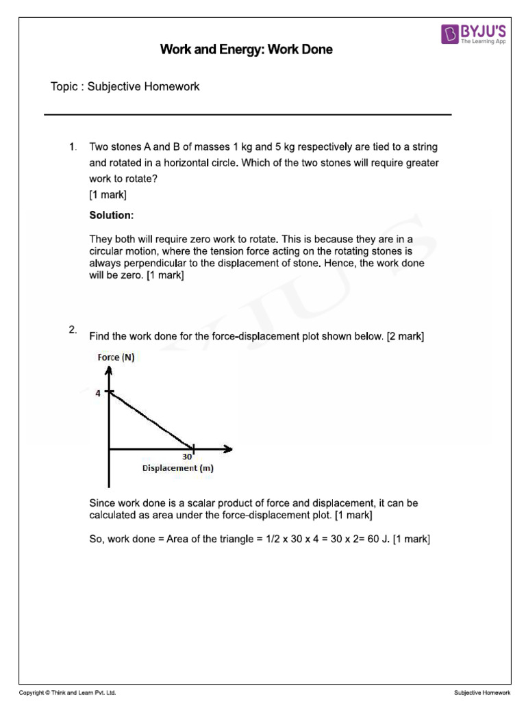 Work and Energy - Work Done - SUB - SN | PDF