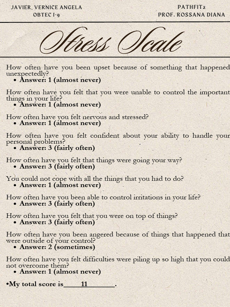 Stress Scale Compressed | PDF | Stress Management | Stress (Biology)