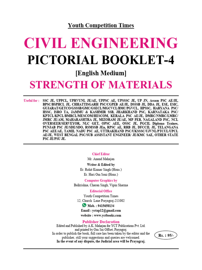 CIVIL ENGINEERING PICTORIAL BOOKLET 4 STRENGTH OF MATERIALS English ...
