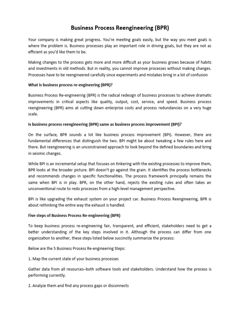 Business Process Reengineering (4) | PDF | Business Process | Computing