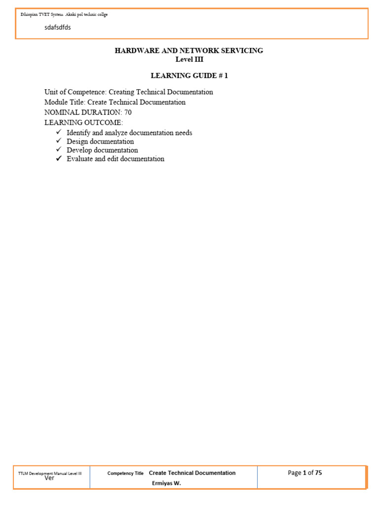 4-Creating Technical Documentation TTLM Final | PDF | Documentation ...