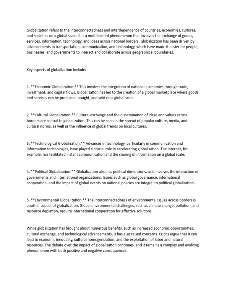Understanding Globalization's Impact | PDF