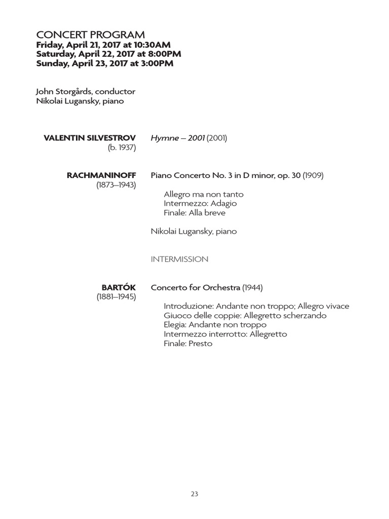 STL Symphony Concert Program April 2017 | PDF | Orchestras | Musicology