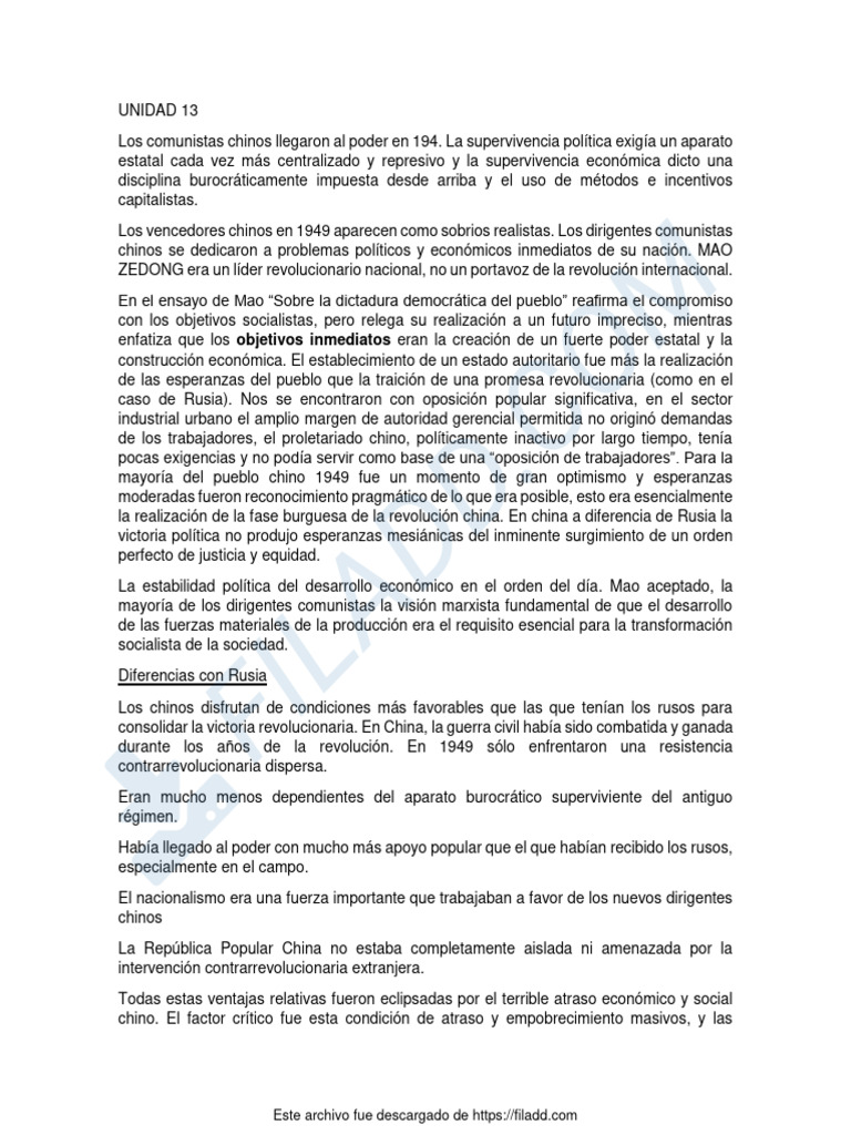 Unidad 13 | PDF | Comunismo | Agricultura