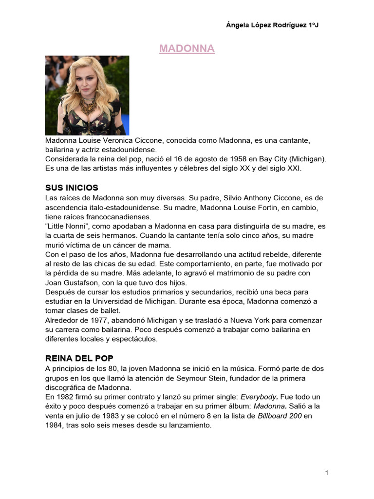Madonna | PDF | Canciones escritas | Canciones americanas