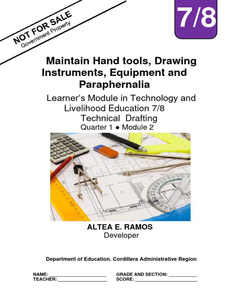 Tle7 8 Q1mod2 Maintain Hand Tools-Equipment Paraphernalia Altea Ramos v1 | PDF | Learning