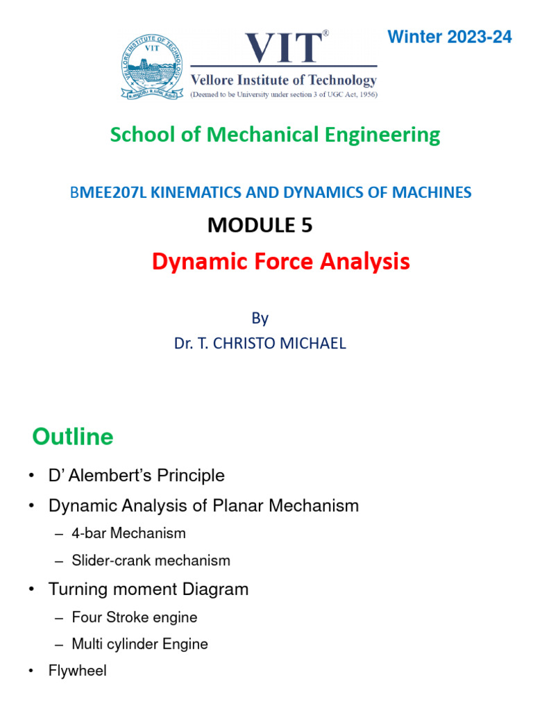 Module 5 Dynamic Force Analysis - 1 | PDF | Piston | Classical Mechanics