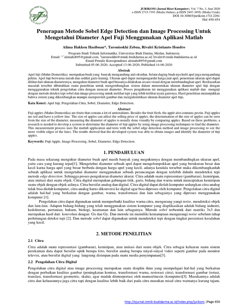 Penerapan Metode Sobel Edge Detection Dan Image Pr Pdf