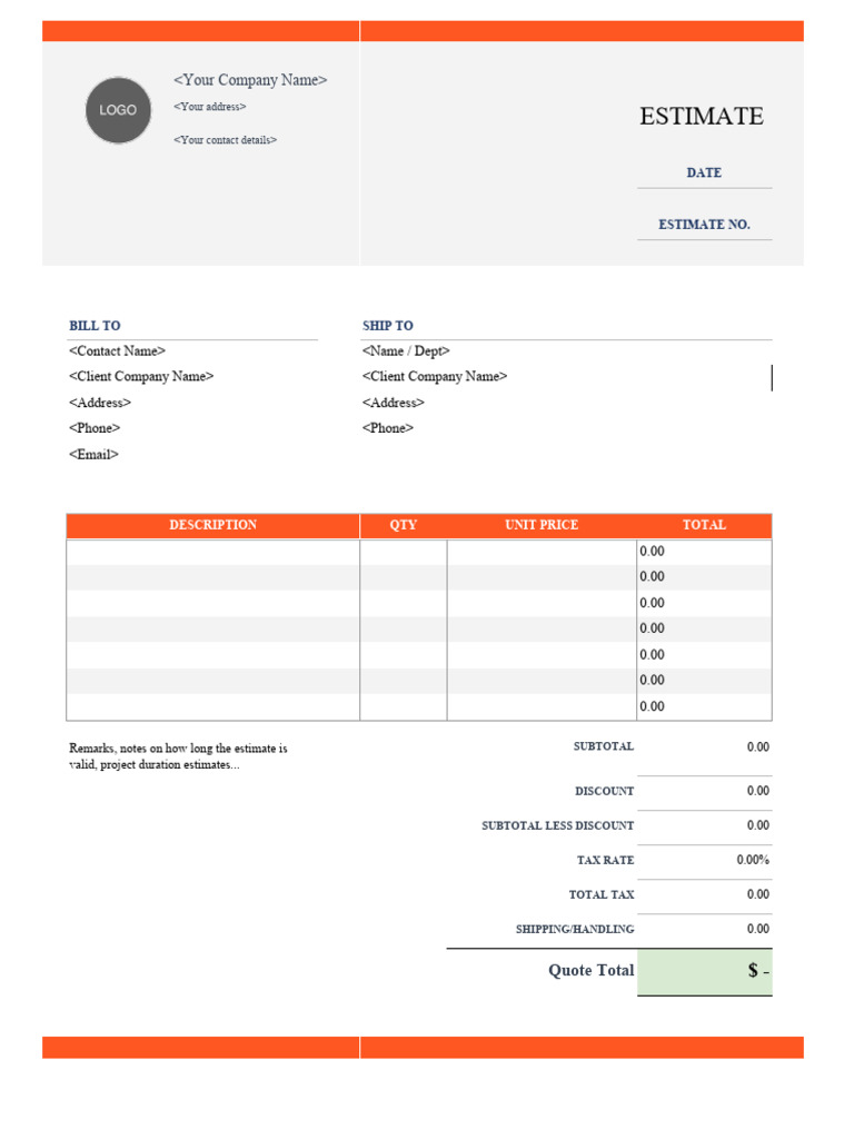 Estimate Template 2 Word | PDF