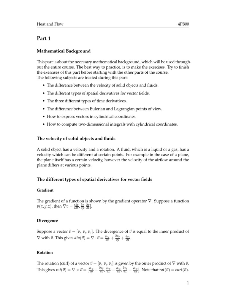 Part 1 Flow Pre-Knowledge Check & Introduction Material Derivative ...