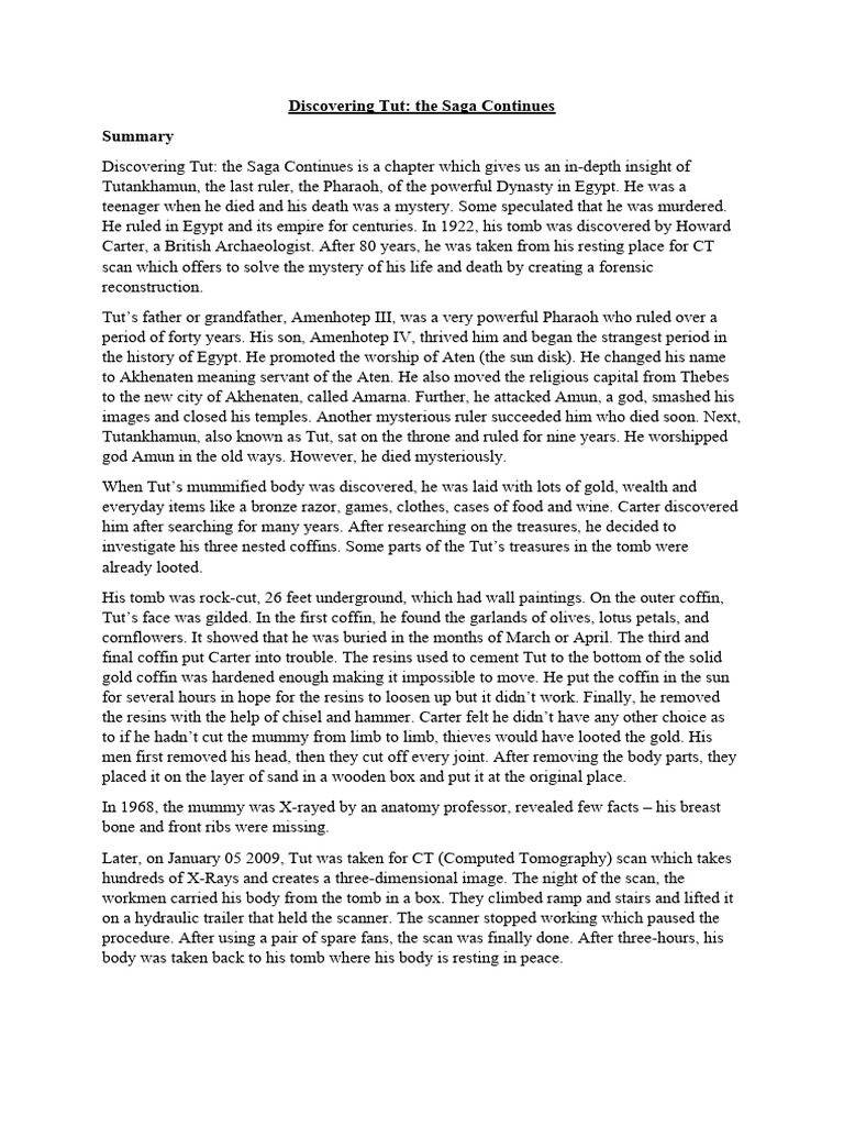 HB - CH 3 - Discovering Tut-QAns, MCQ, Summary | PDF | Akhenaten ...