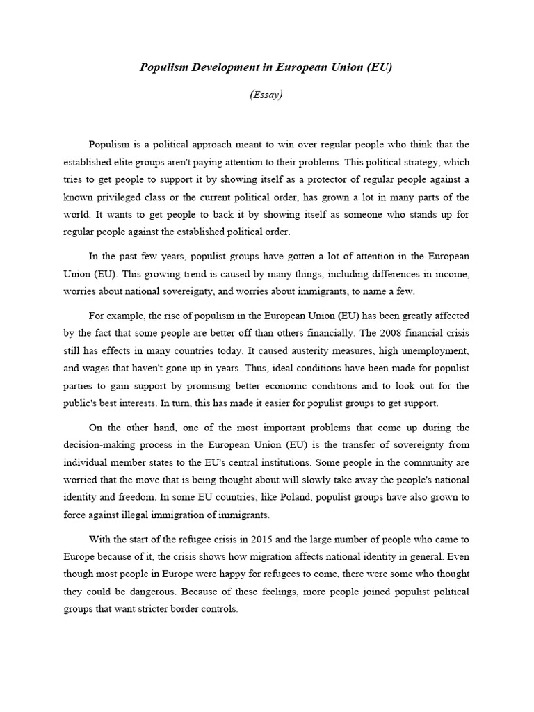 Populism Development in EU | PDF | Populism | European Union