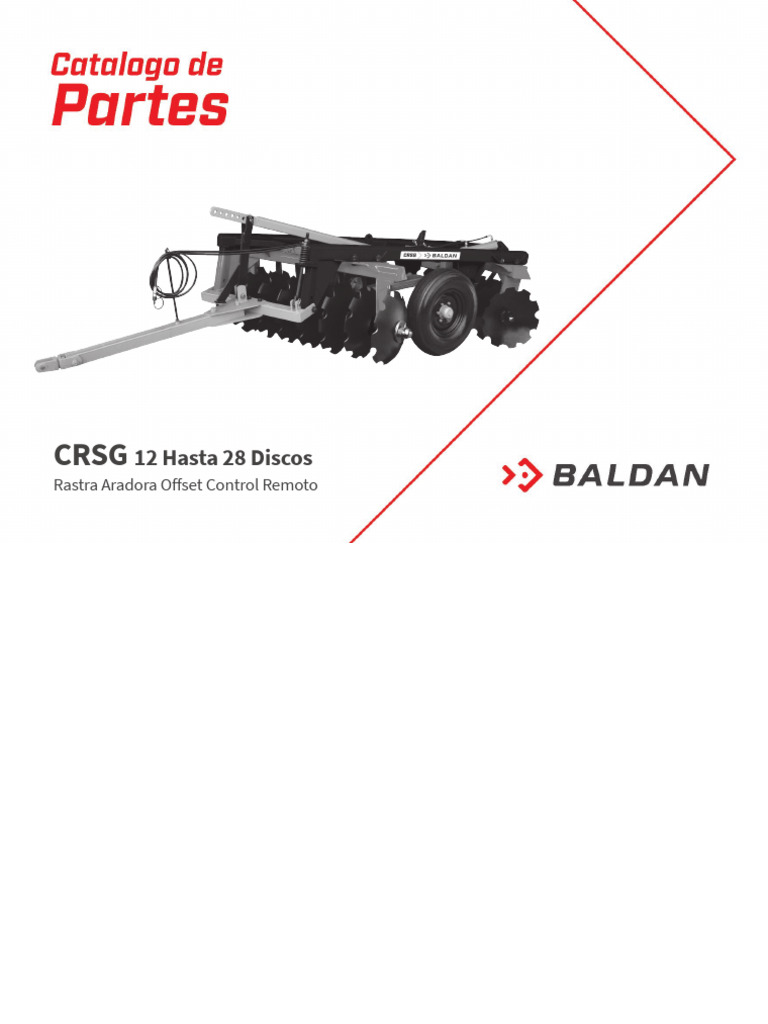 Catálogo de Partes Rastra CRSG 12-28 Discos | PDF | Tornillo | Arandela ...