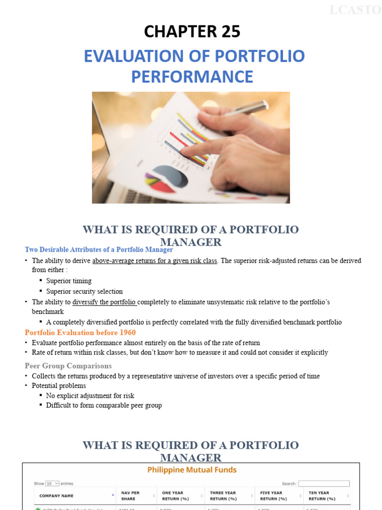 Chapter 25 - Evaluation of Portfolio Performance | PDF | Beta (Finance) | Sharpe Ratio