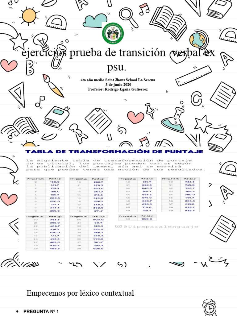 Ejercicios Prueba de Transición | PDF