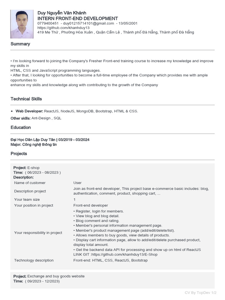 Front-End Developer CV and Projects | PDF | Bootstrap (Front End Framework) | Cyberspace
