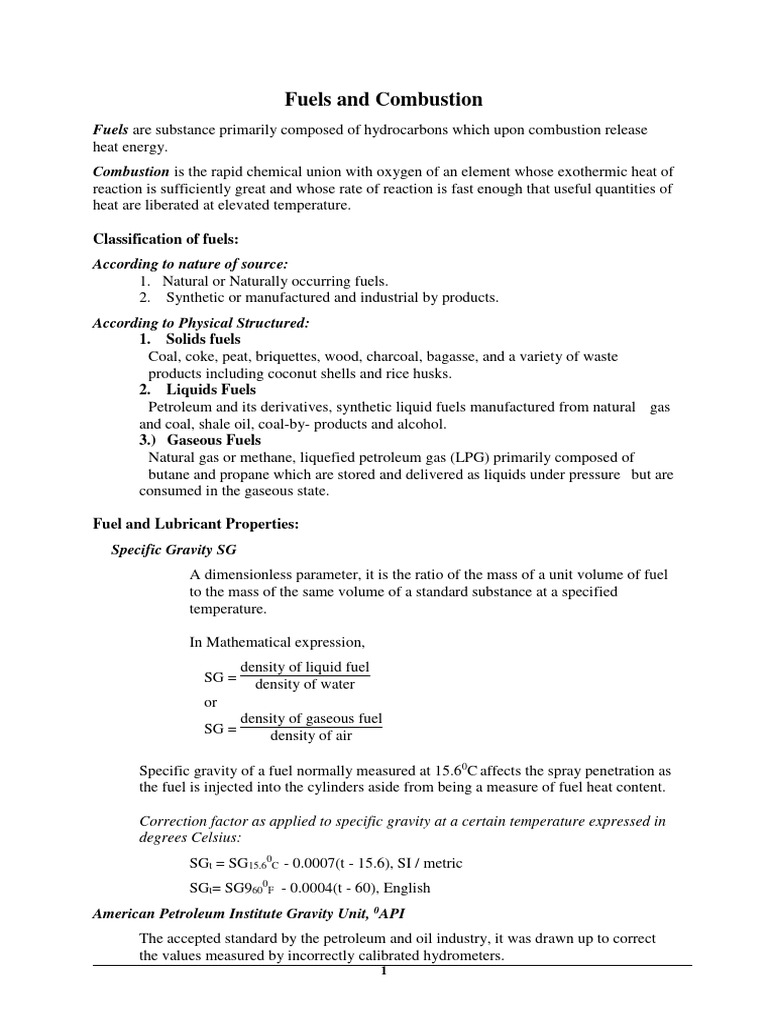 Topic 4 Fuels and Combustion | PDF | Viscosity | Fuels