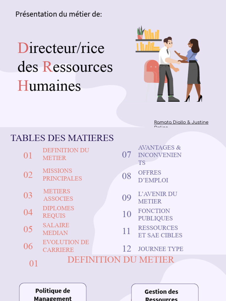 Irecteur/rice Des Essources Umaines: Présentation Du Métier de | PDF ...