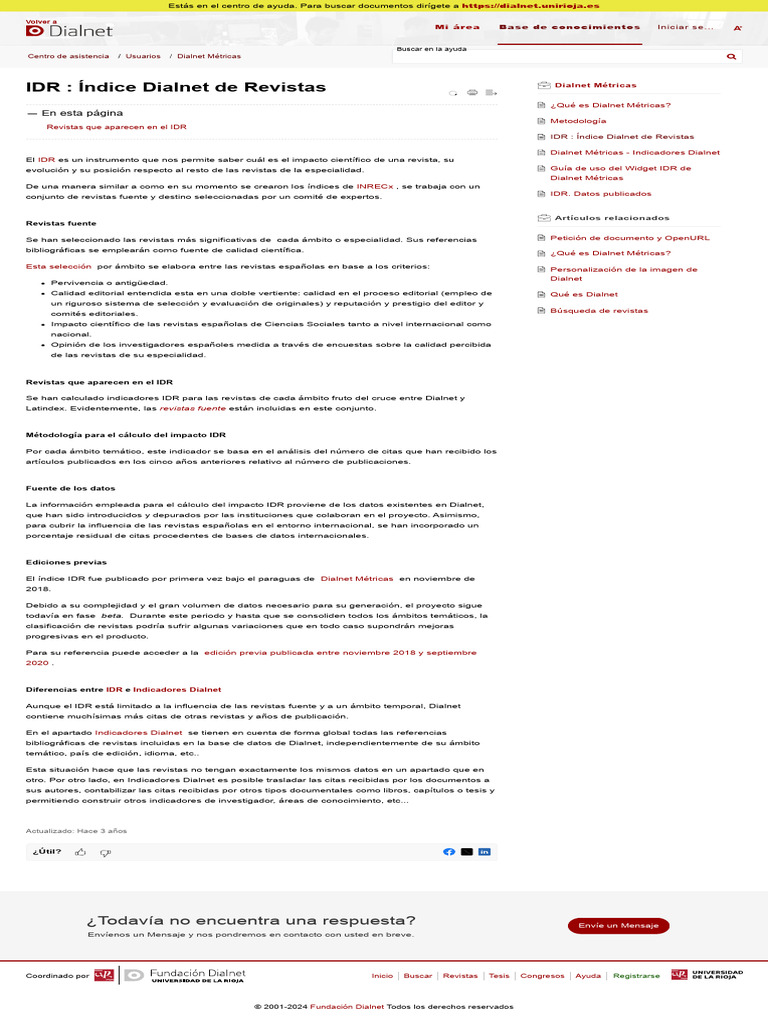 IDR _ Índice Dialnet de Revistas | PDF | Bases de datos