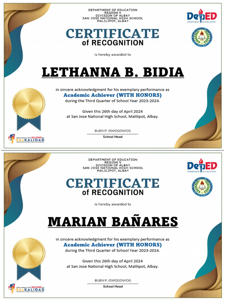 Academic Honors Recognition 2024 | PDF