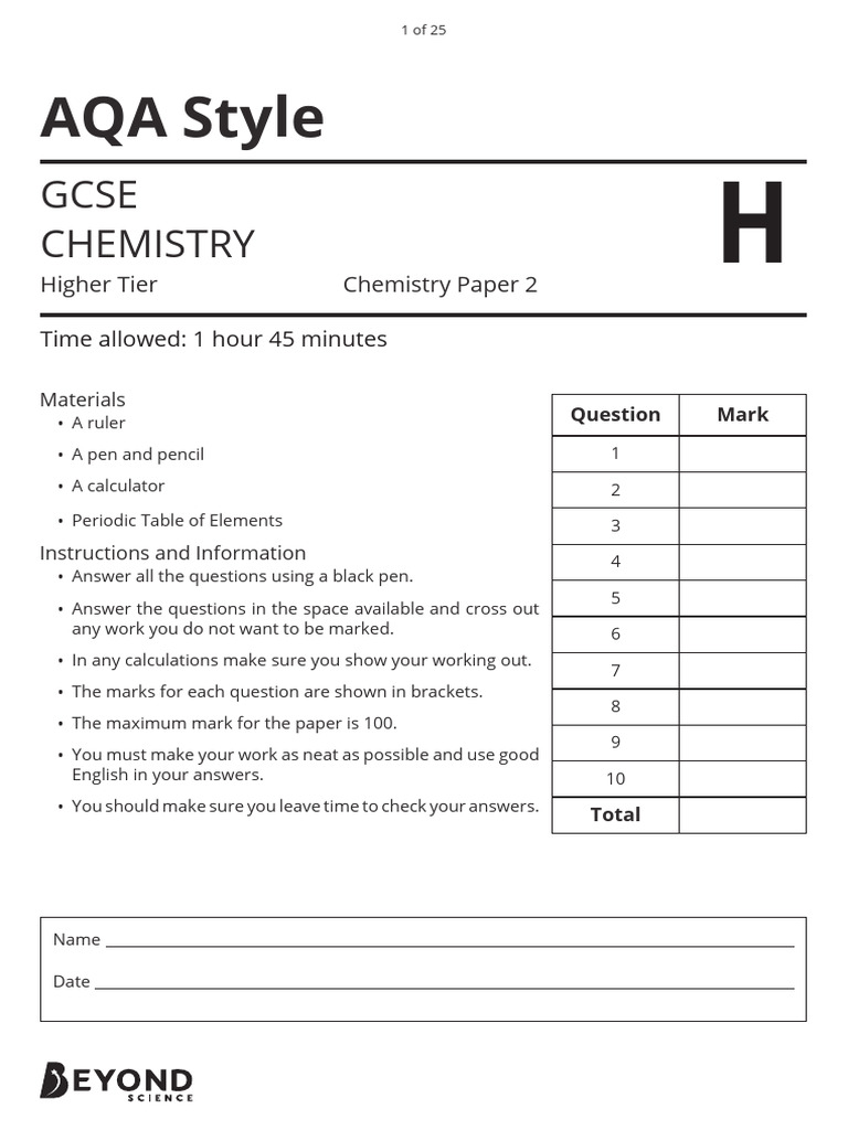 AQA GCSE Chemistry Paper 2 Guide | PDF | Petroleum | Ethanol