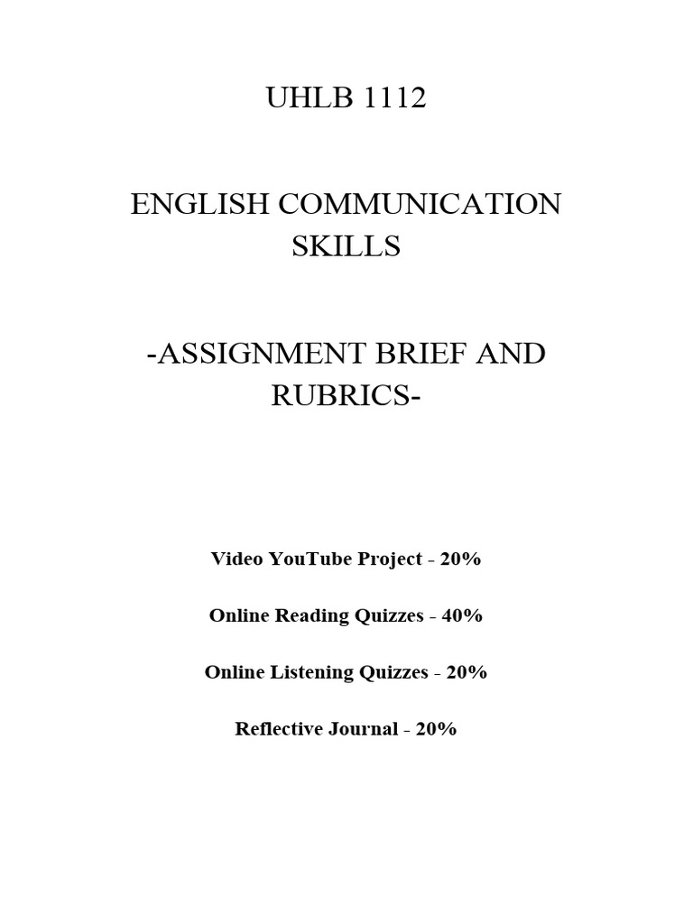 Uhlb 1112 - Assignment Brief and Rubrics | PDF | Vocabulary | You Tube