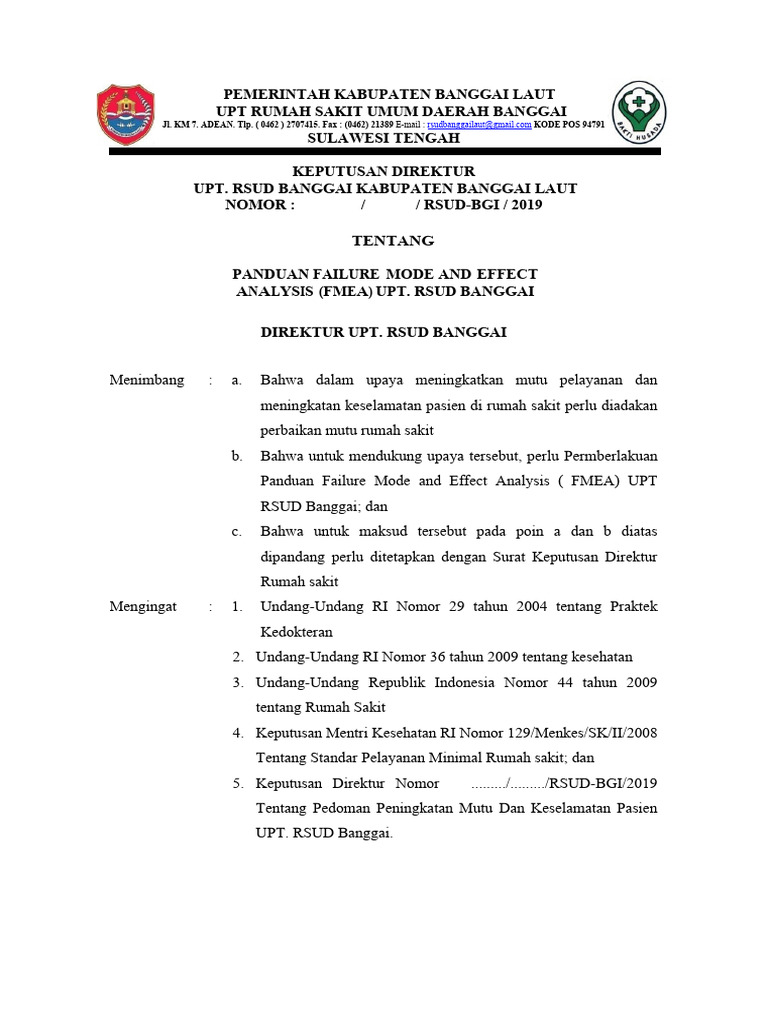 SK Pemberlakuan Panduan Fmea018 | PDF