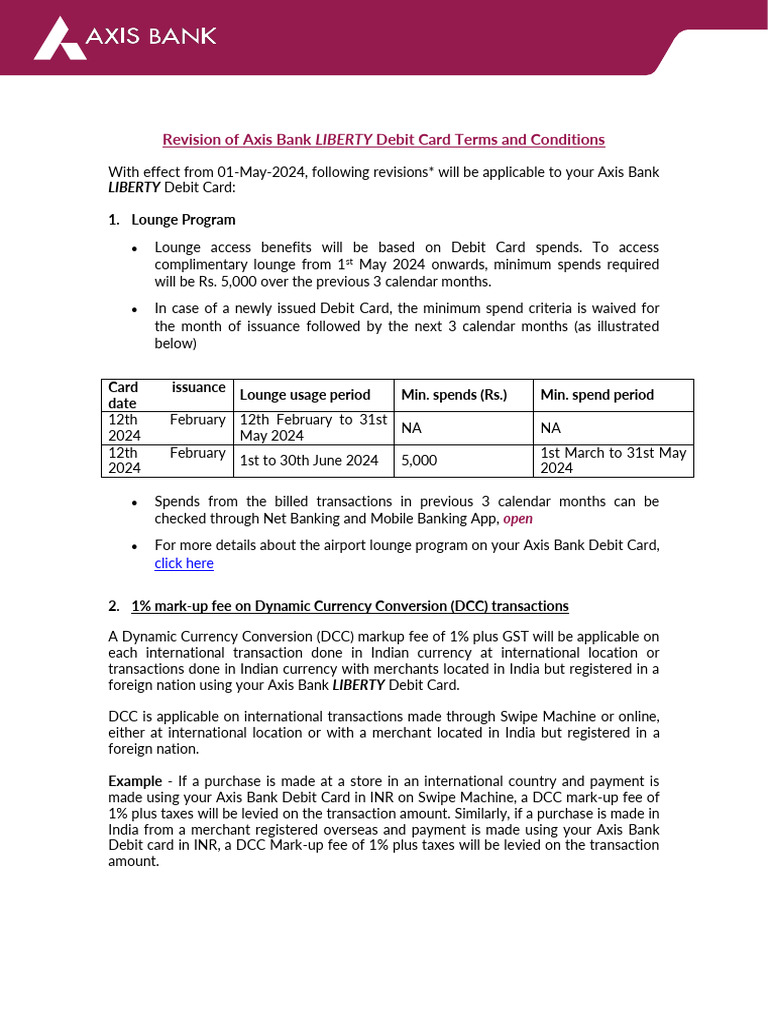 Liberty Updates TNC | PDF | Debit Card | Banking