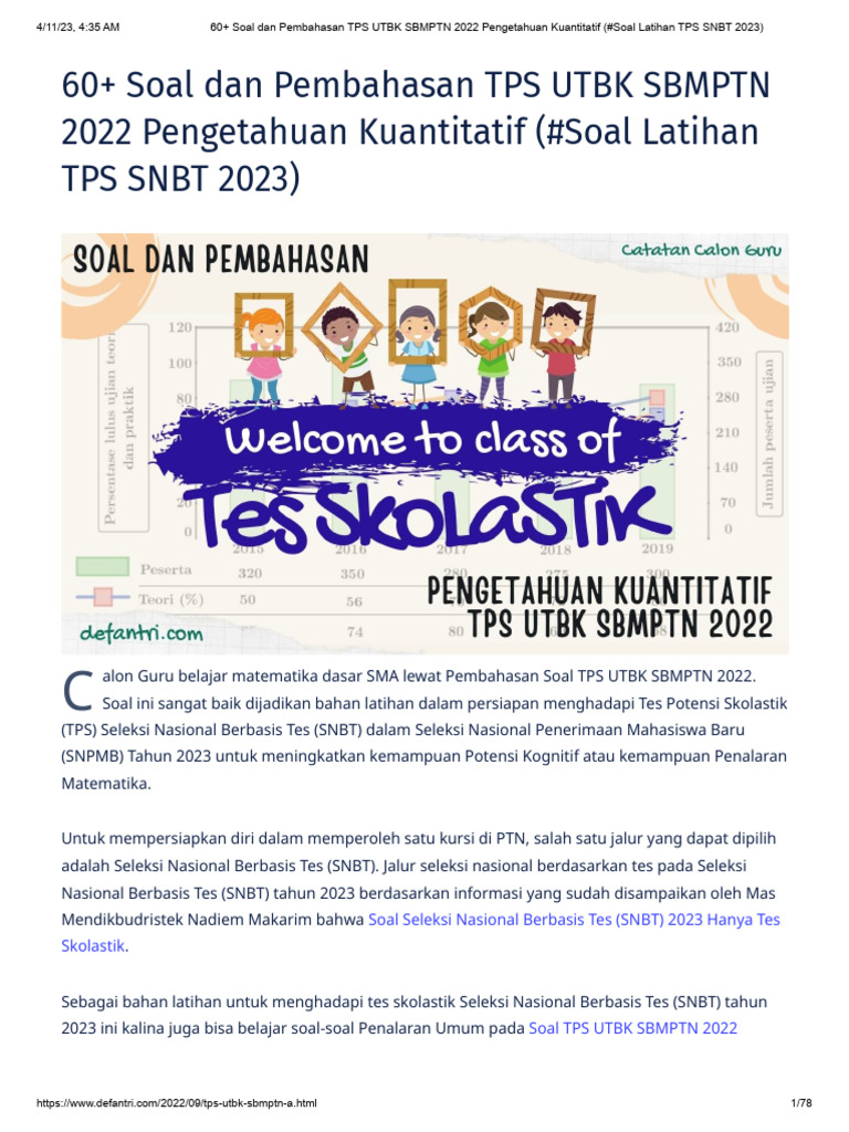60+ Soal Dan Pembahasan TPS UTBK SBMPTN 2022 Pengetahuan Kuantitatif (#Soal Latihan TPS SNBT ...