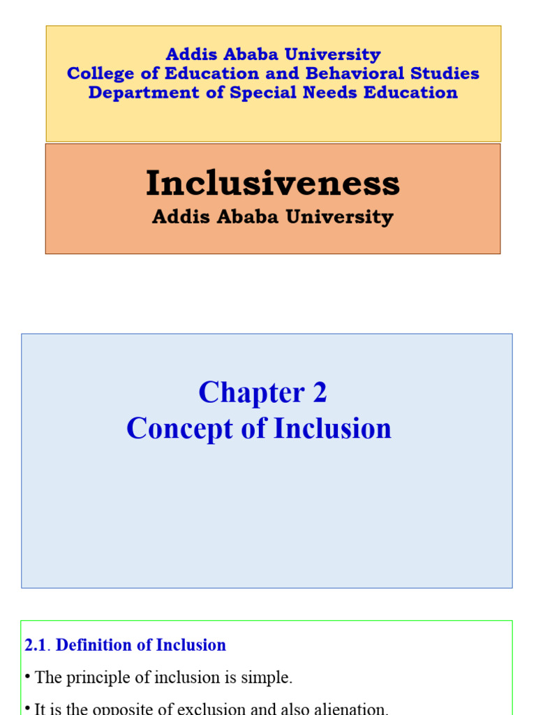 Chapter 2 - FINAL Concept of Inclusion | PDF | Social Exclusion | Disability