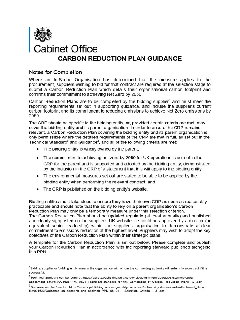 PPN 0621 Carbon Reduction Plan Template Jan22 | PDF | Environmental ...
