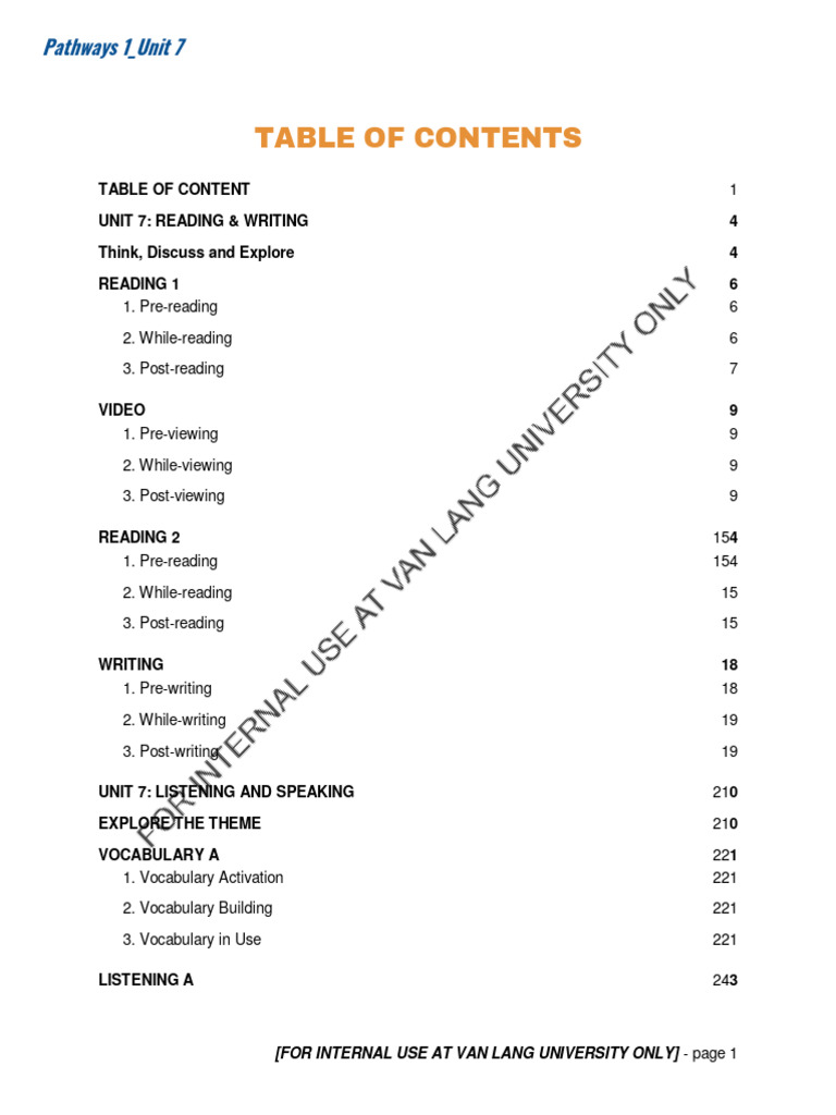 (Official) Unit 7 - Supplementary - PATHWAYS 1 | PDF | Human ...