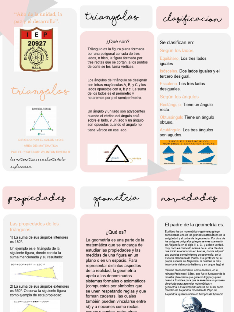 Triptico Matematica | PDF | Triángulo | Geometría Elemental