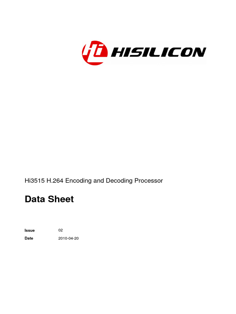 Data Sheet: Hi3515 H.264 Encoding and Decoding Processor | PDF ...