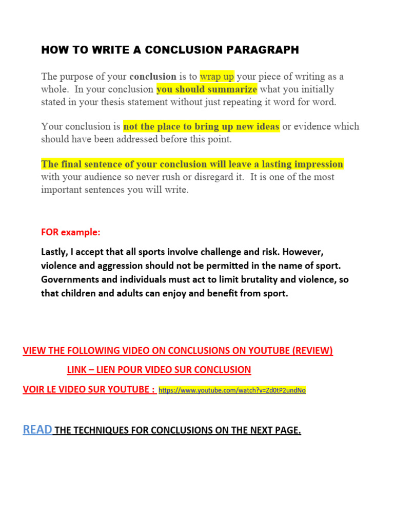 Homework 1 How To Write A Conclusion Paragraph | PDF | Self-Improvement