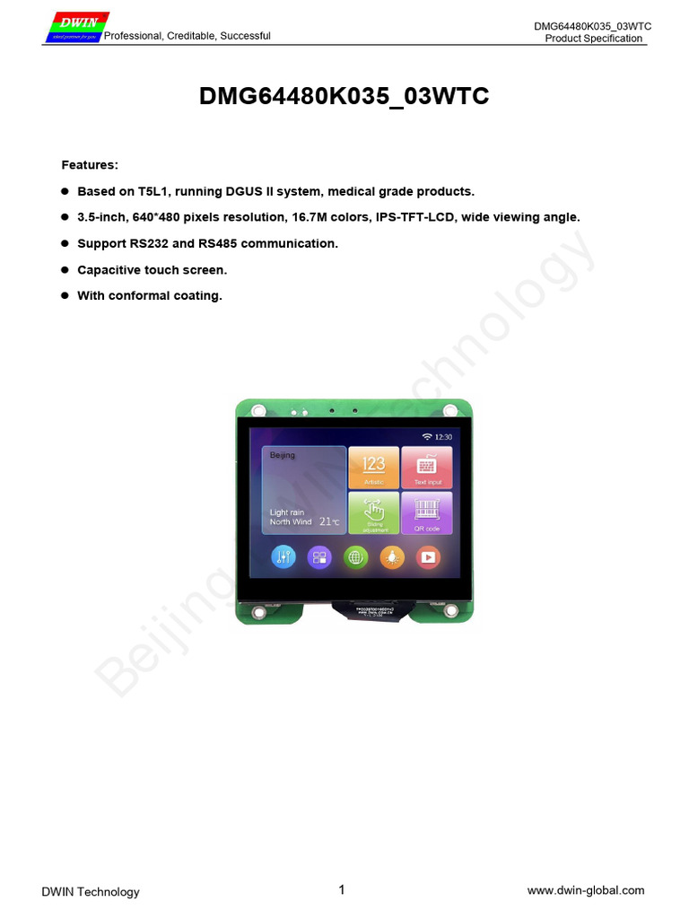 DMG64480K035 03WTC DataSheet | PDF | Touchscreen | Computer Engineering