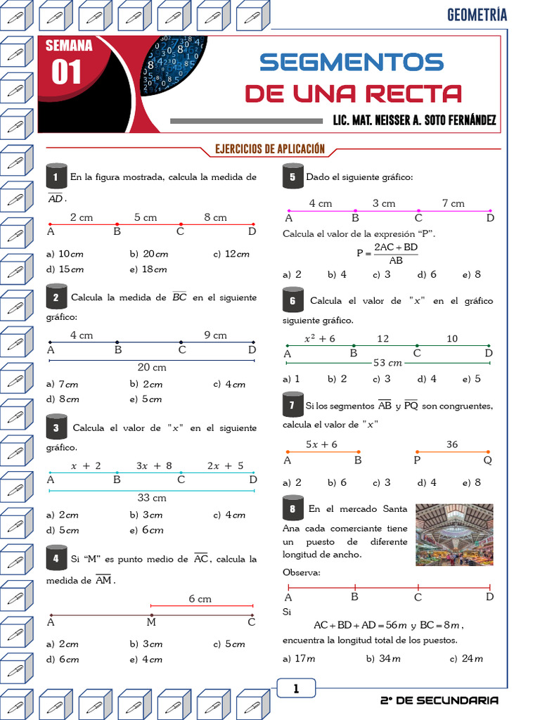 Segmentos - Ejercicios de Aplicación | PDF | Matemáticas | Matemática Elemental