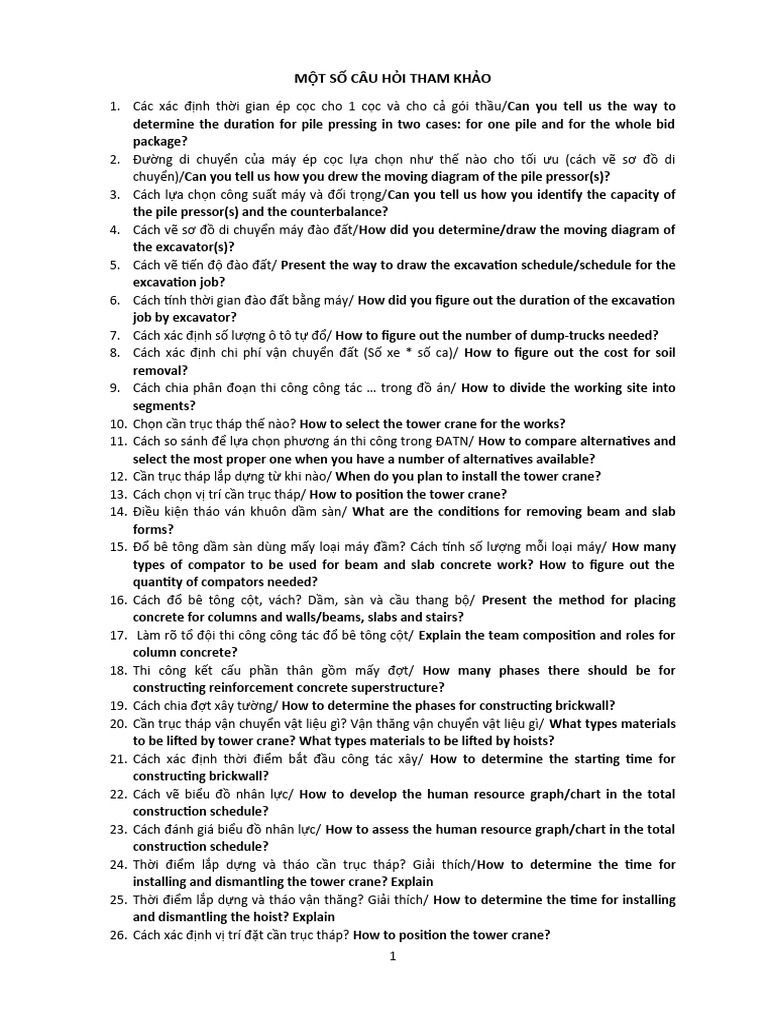 Câu hỏi bảo vệ đồ án KTXD | PDF