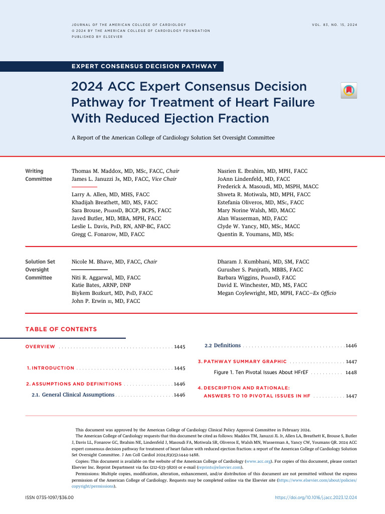 ACC 2024 Falla Cardíaca FEVI Reducida | PDF | Heart Failure ...