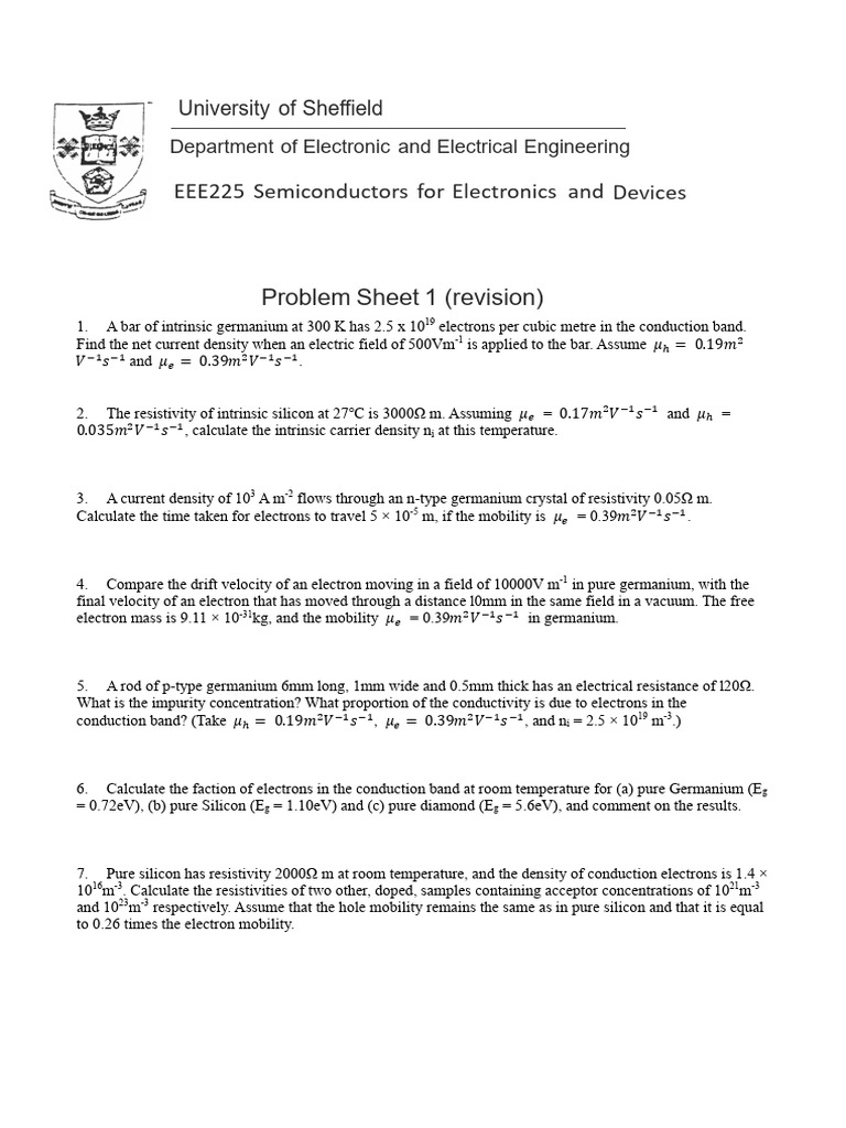 Eee225 Problem Sheets | PDF | P–N Junction | Amplifier