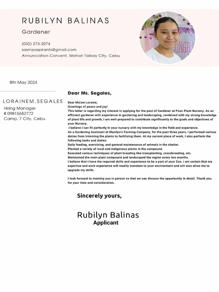 Rubilyn's App. Let | PDF