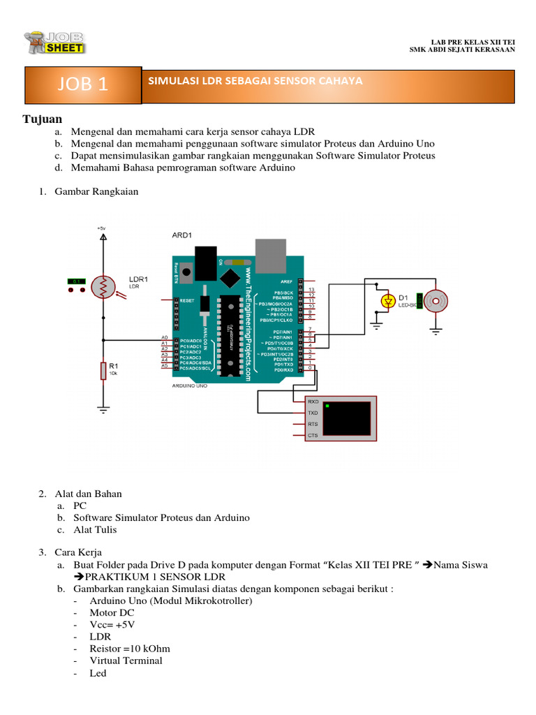Job Sheet 1 Simulasi LDR | PDF