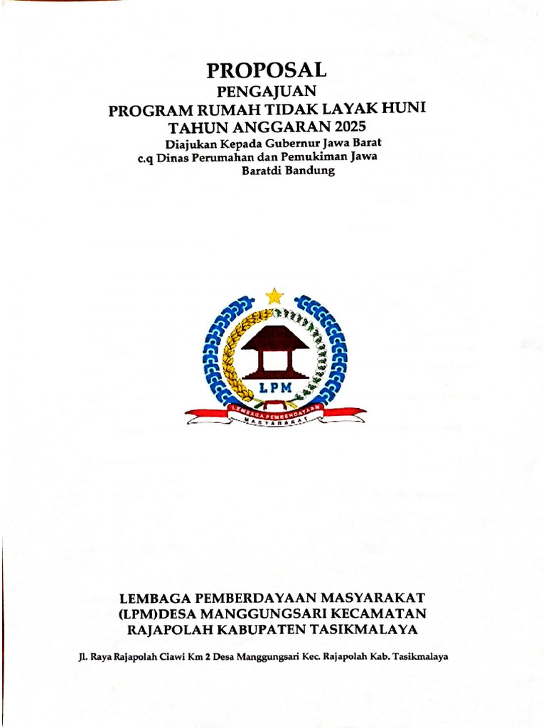 Proposal Rutilahu Provinsi | PDF