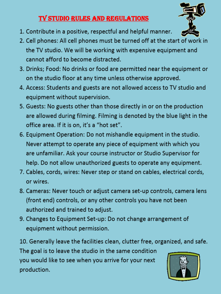 TV STUDIO Rules and Regulations | PDF | Science & Mathematics