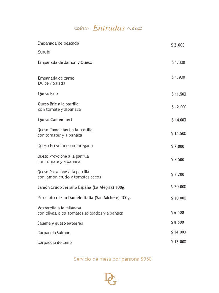 Carta de Comida DG 07-05 | PDF | ensalada | Postres