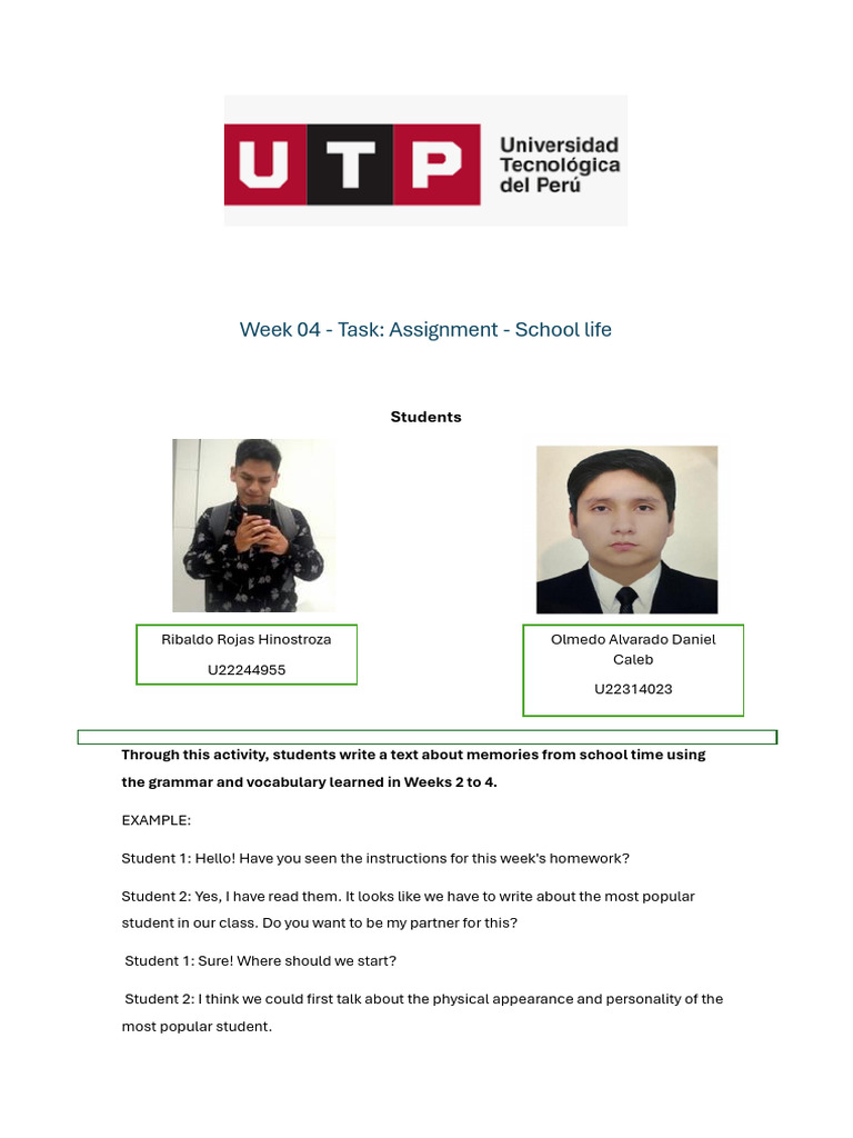 School Memories Writing Assignment | PDF