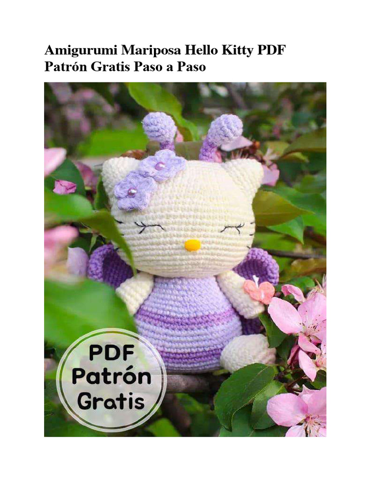 Amigurumi Mariposa Hello Kitty PDF Patron Gratis P - 220822 - 085817 | PDF | Amigurumi | Tejer
