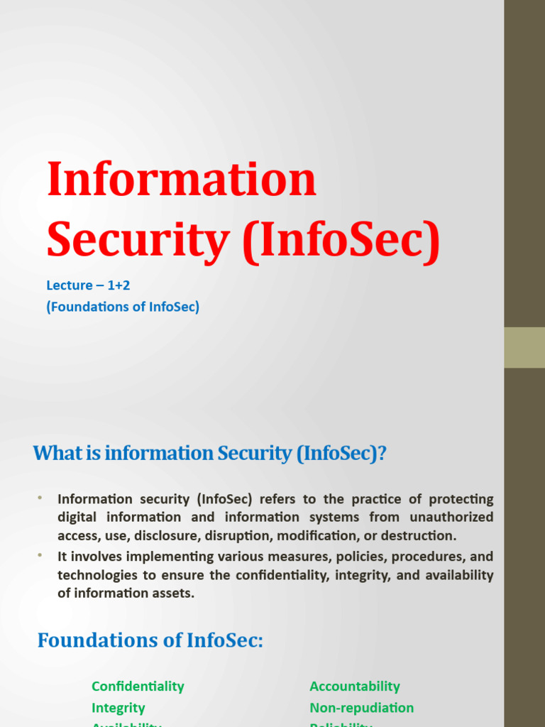 Lec 1+2 (Foundations of InfoSec) | PDF | Information Security | Access Control
